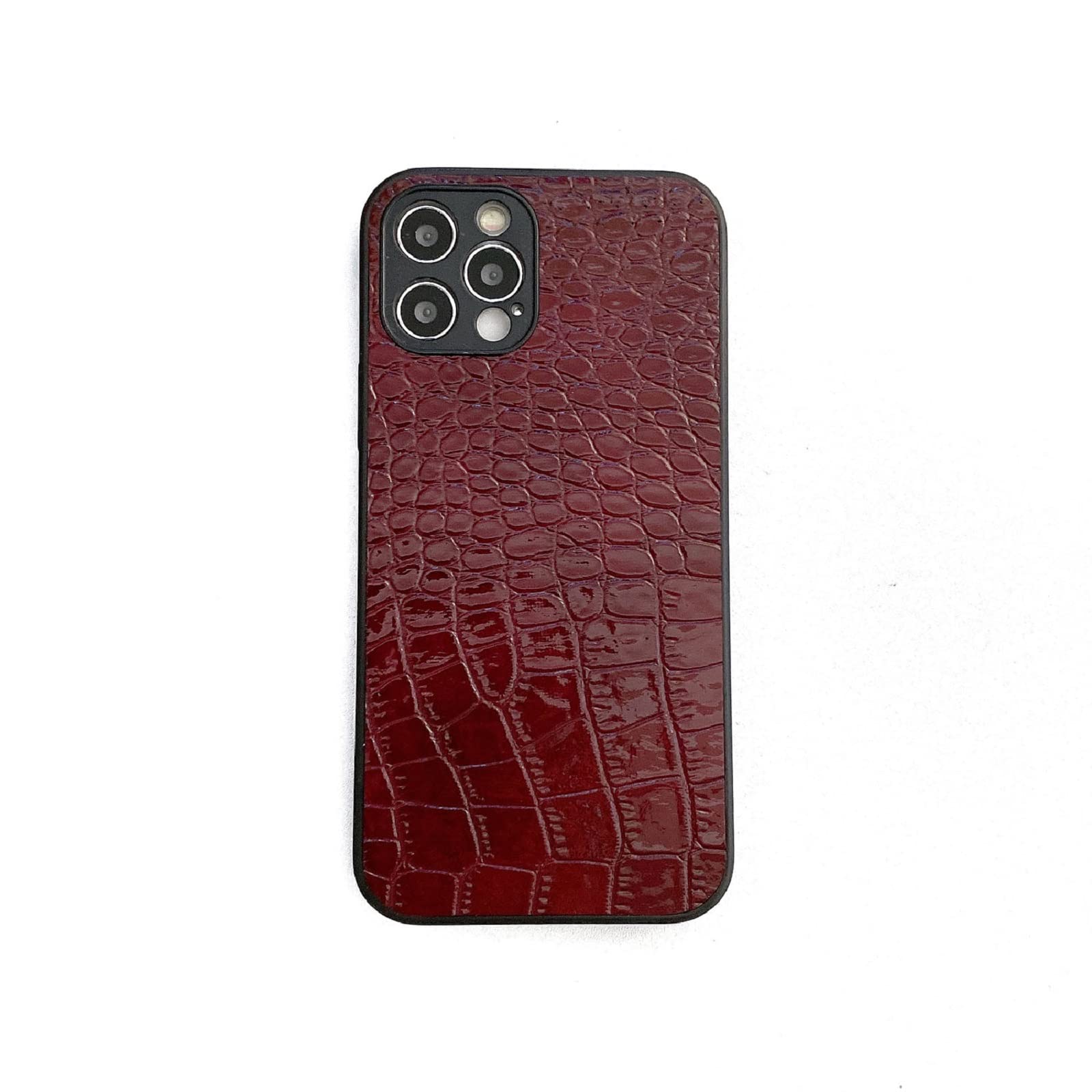 KELUOAS iPhone 12 Pro Max Case for Women,Crocodile Synthetic Patent Leather Cover, Classic Fashion Case-Wine Red