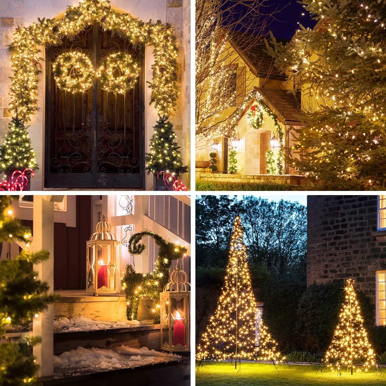 kolpop Solar String Lights 2Pack 240LED Total Solar Powered Fairy Lights Outdoor 8 Modes Copper Wire Decoration Christmas Lights Waterproof for Garden Yard Camping Patio Trees Party Deco(Warm White)