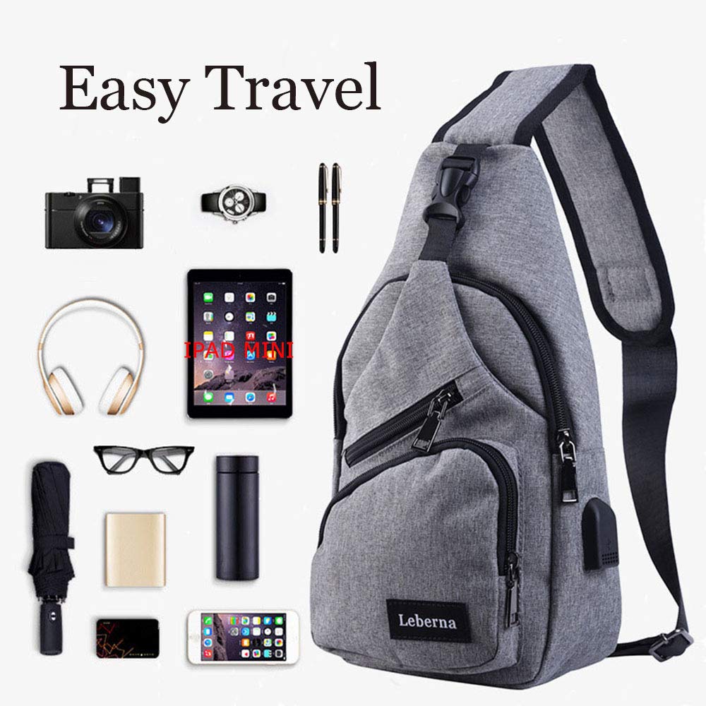 LEAFOREST Crossbody Sling Bag Shoulder Backpack for Travelling Hiking and Other Outdoor Activity Men and Women Grey