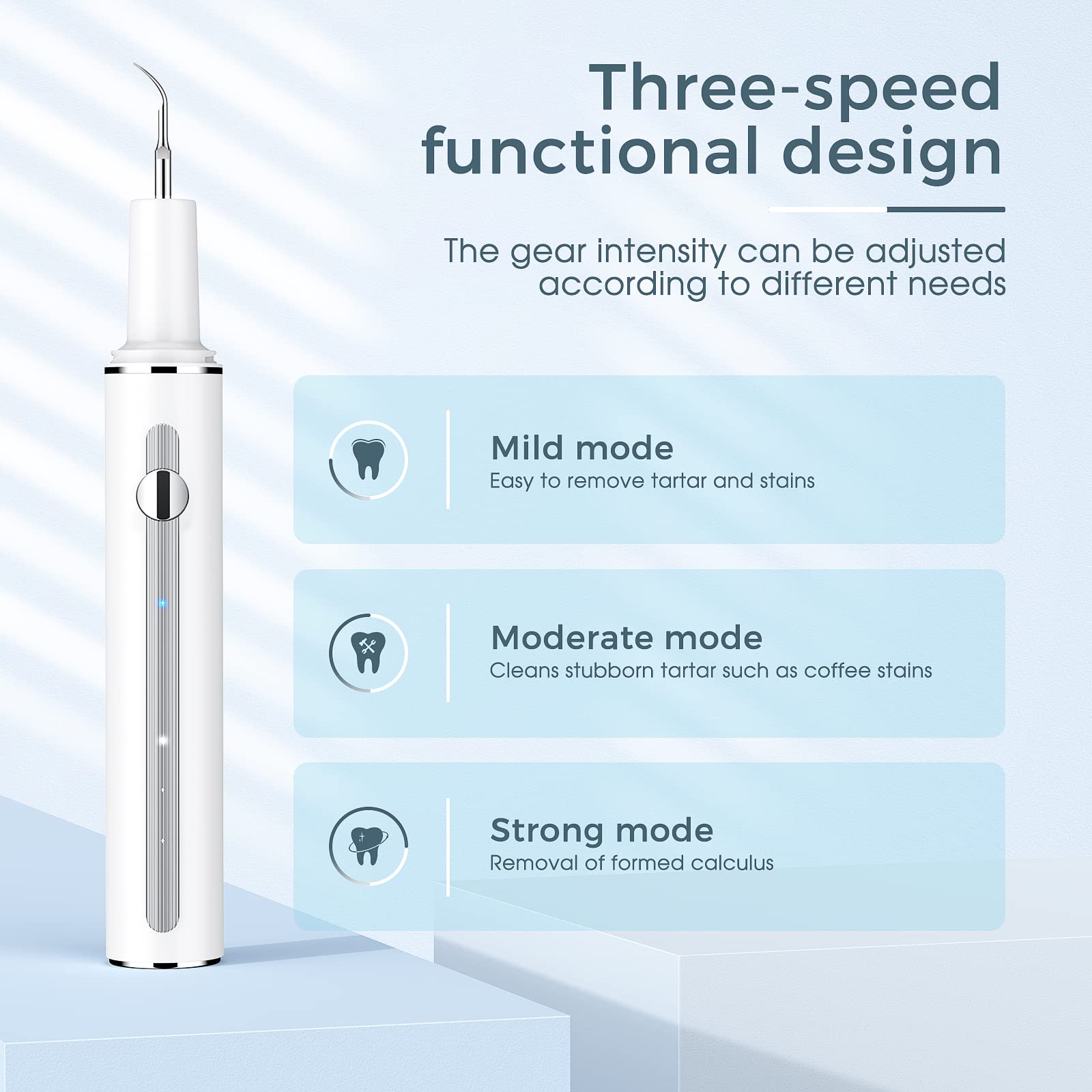 Teeth Cleaning kit, Electric Tooth Cleaning Tool with LED Light,Tooth Cleaner with 3 Modes, Home Teeth Cleaner with 3 Replaceable Inlet Sleeves