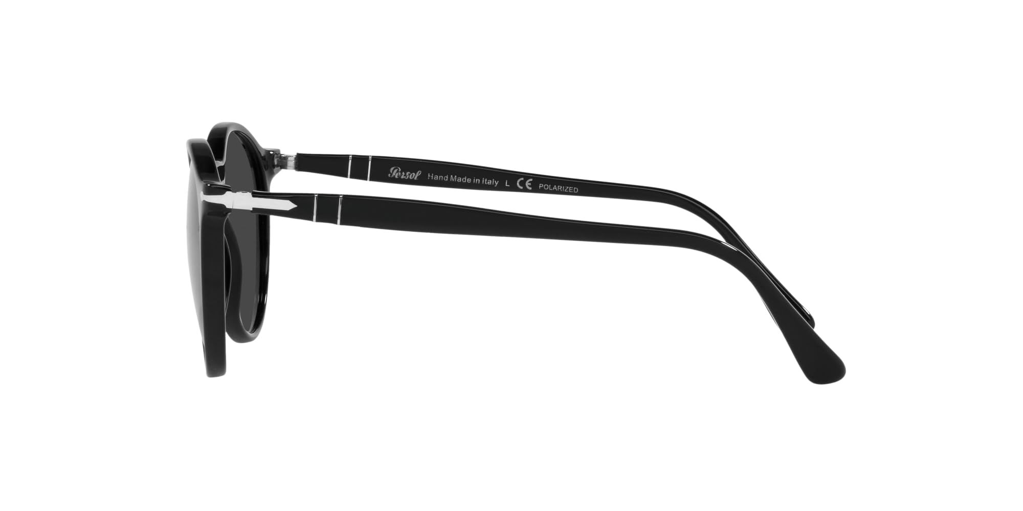 Persol PO3285S Round Sunglasses, Black/Black Polarized, 50 mm