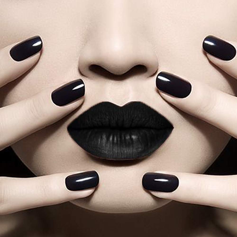 MAEPEOR Matte Lipstick and Lipliner Set 2Pcs Non-Stick Cup Velvety Liquid Lipgloss Set Waterproof and Long Lasting Liquid Lipstick Set for Women and Girls (2PCS Set, Black)