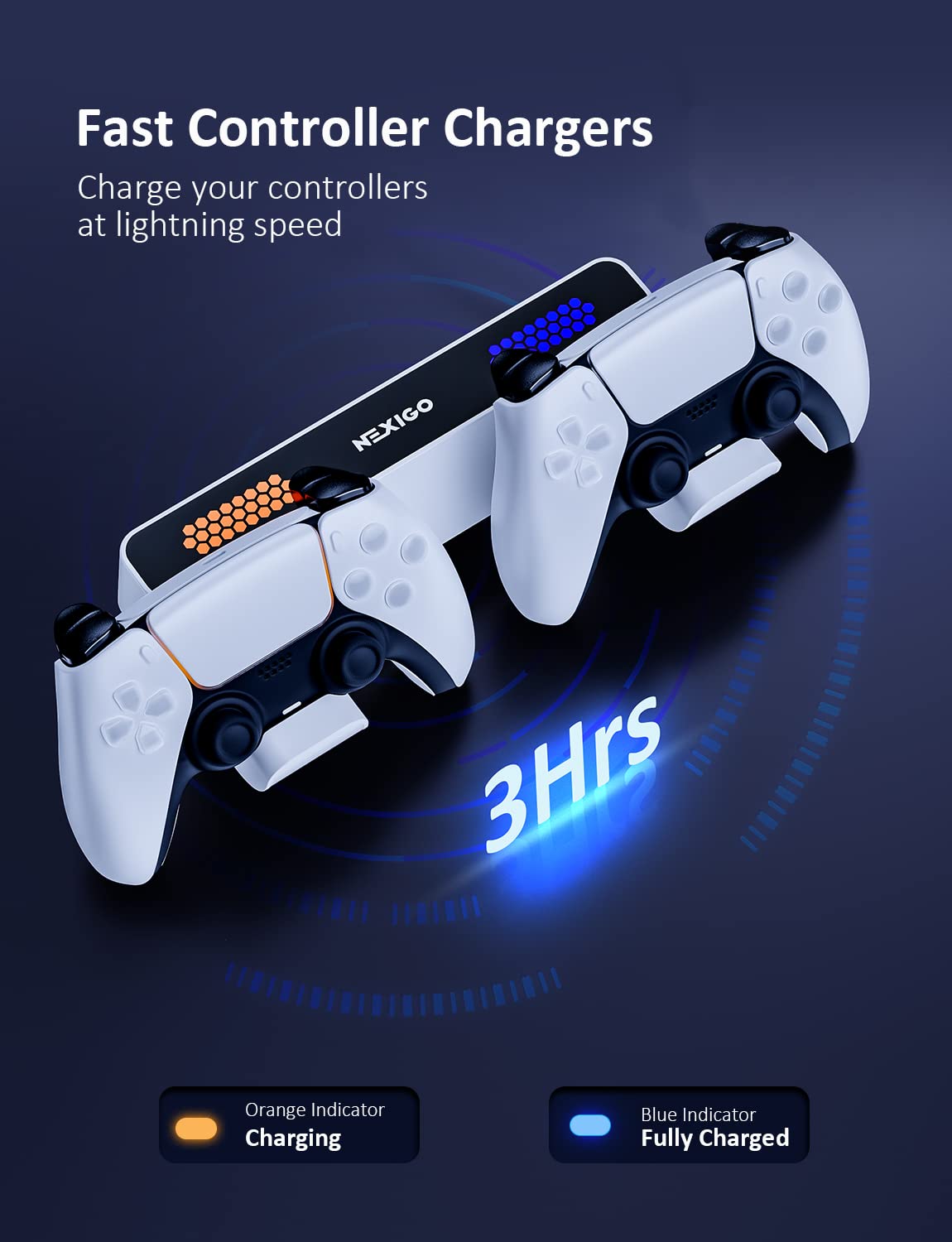 NexiGo PS5 Horizontal Stand Modular System, [Minimalist Design], Dual Controller Chargers, Hard Drive and Media Remote Slots, Base Stand with Headset Holder, for Playstation 5 Disc & Digital Editions