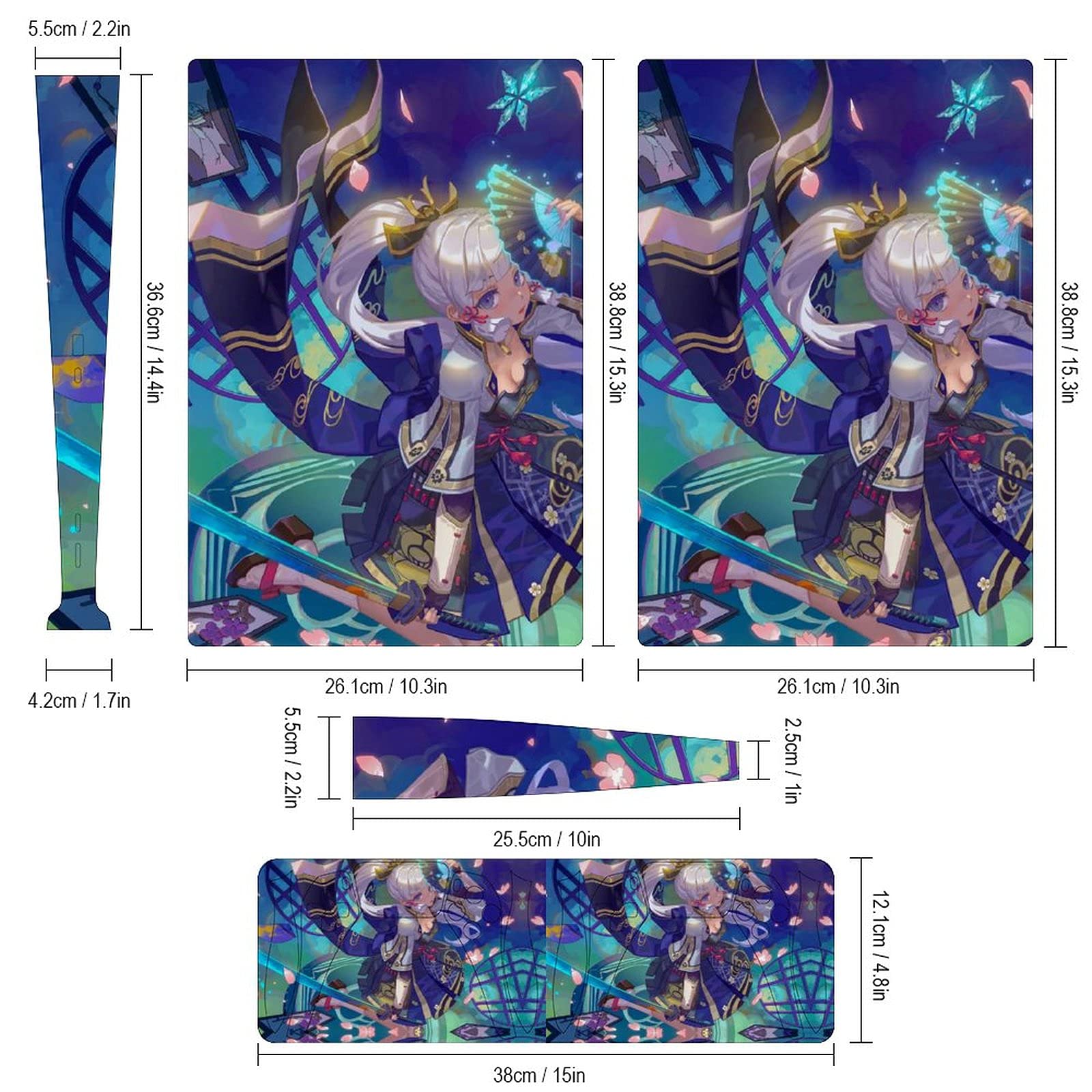 OUFGBCX Anime Girl Kamisato Ayaka PS5 Controller Skin Vinyl Sticker Decal Cover for Playstation 5 Console and Controllers, white-style, One size