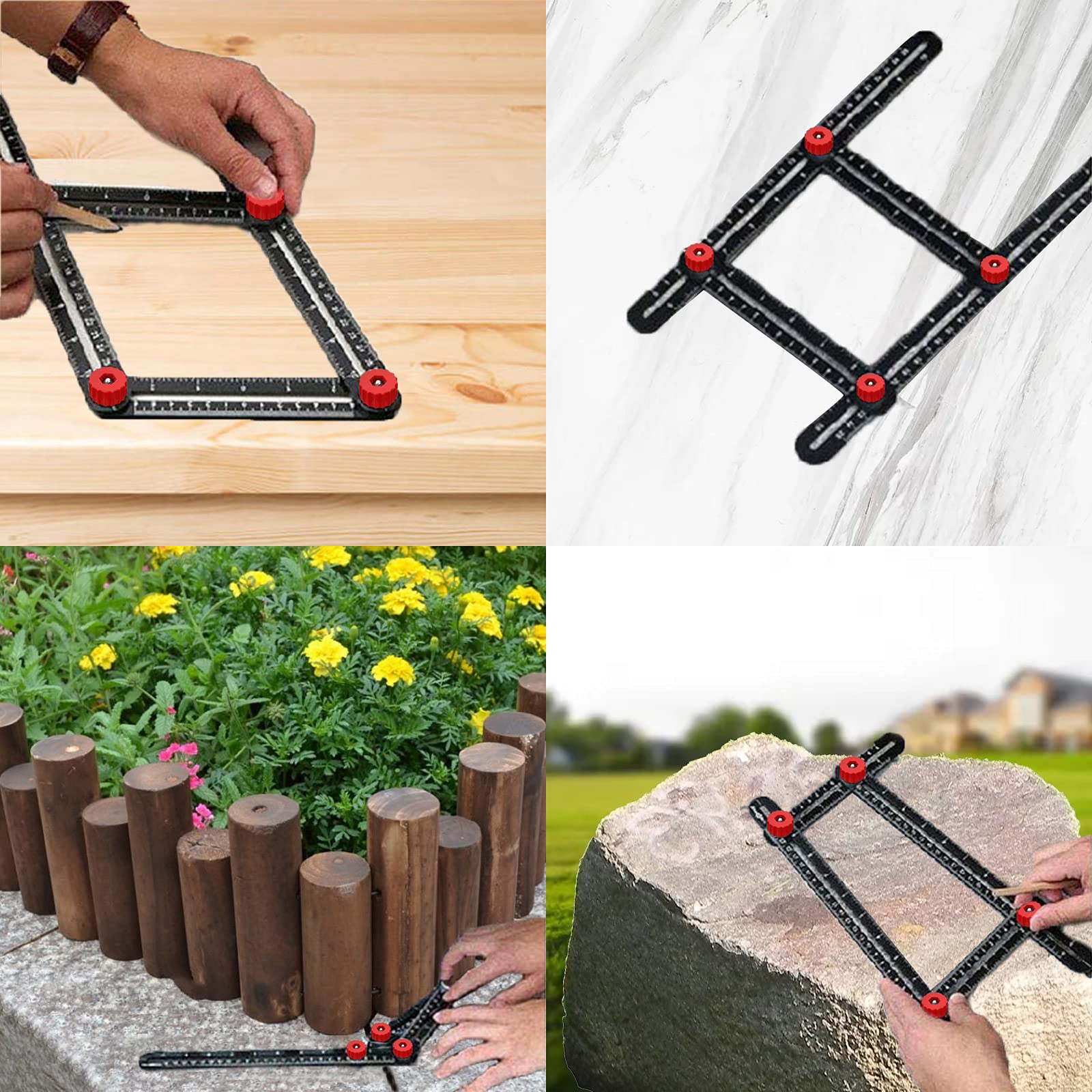 Multi Angle Measuring Ruler,12-Sided Angle Measurement Tool with Drill Locator,Aluminum Alloy Angle Measuring Ruler,Universal Opening Locator Measurement Tool