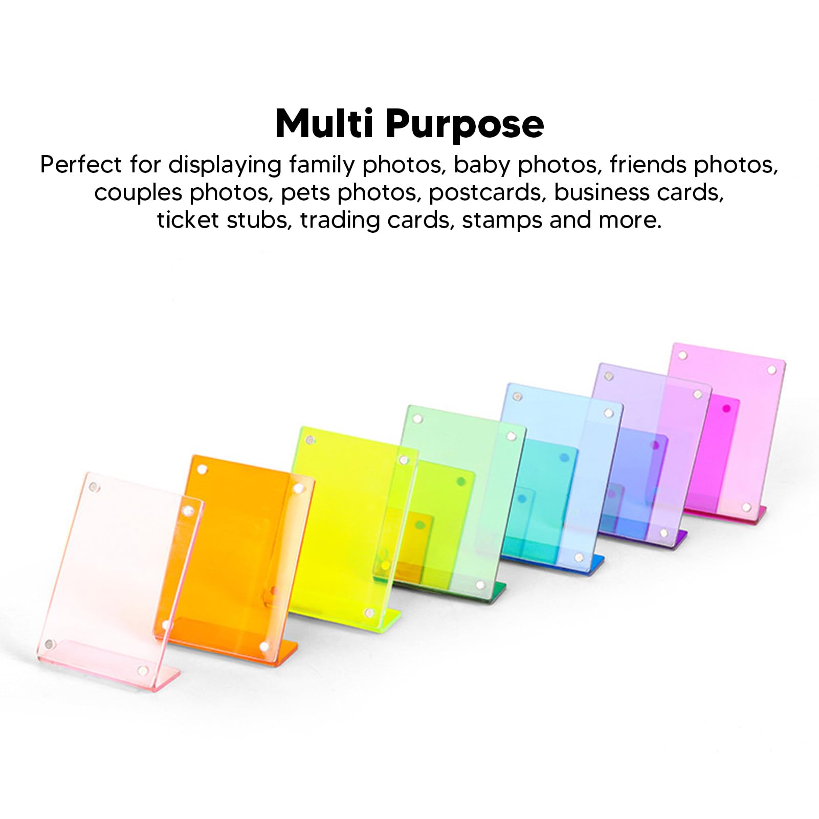 LJCM Slanted Back Photo Frame, Wide Application 3 Inch Multi Purpose Acrylic Self Standing Photo Frame L Shaped for Business Cards for Office (Orange)