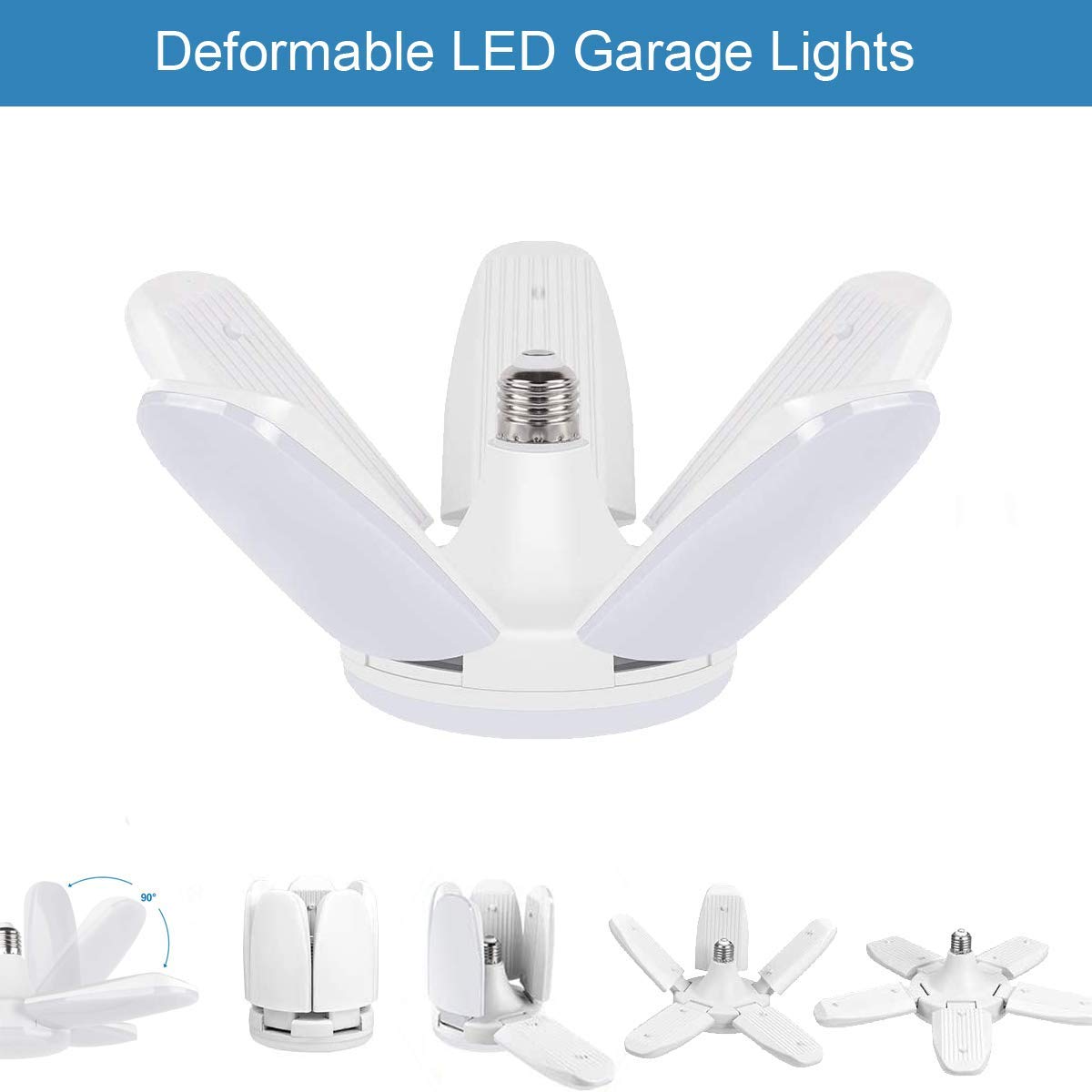 LIGHTOTECH 2Pack Garage Lights Ceiling LED,82W 8000Lm LED Garage Lighting Deformable LED Garage Lights E26 Garage LED Bulb, 6000K Daywhite LED Shop Light for Garage Workshop