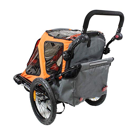 JXS 2 Seat Kids Bike Trailer - Behind Bicycle Stroller - Aluminum Alloy Frame - 115 X 65 X 93Cm