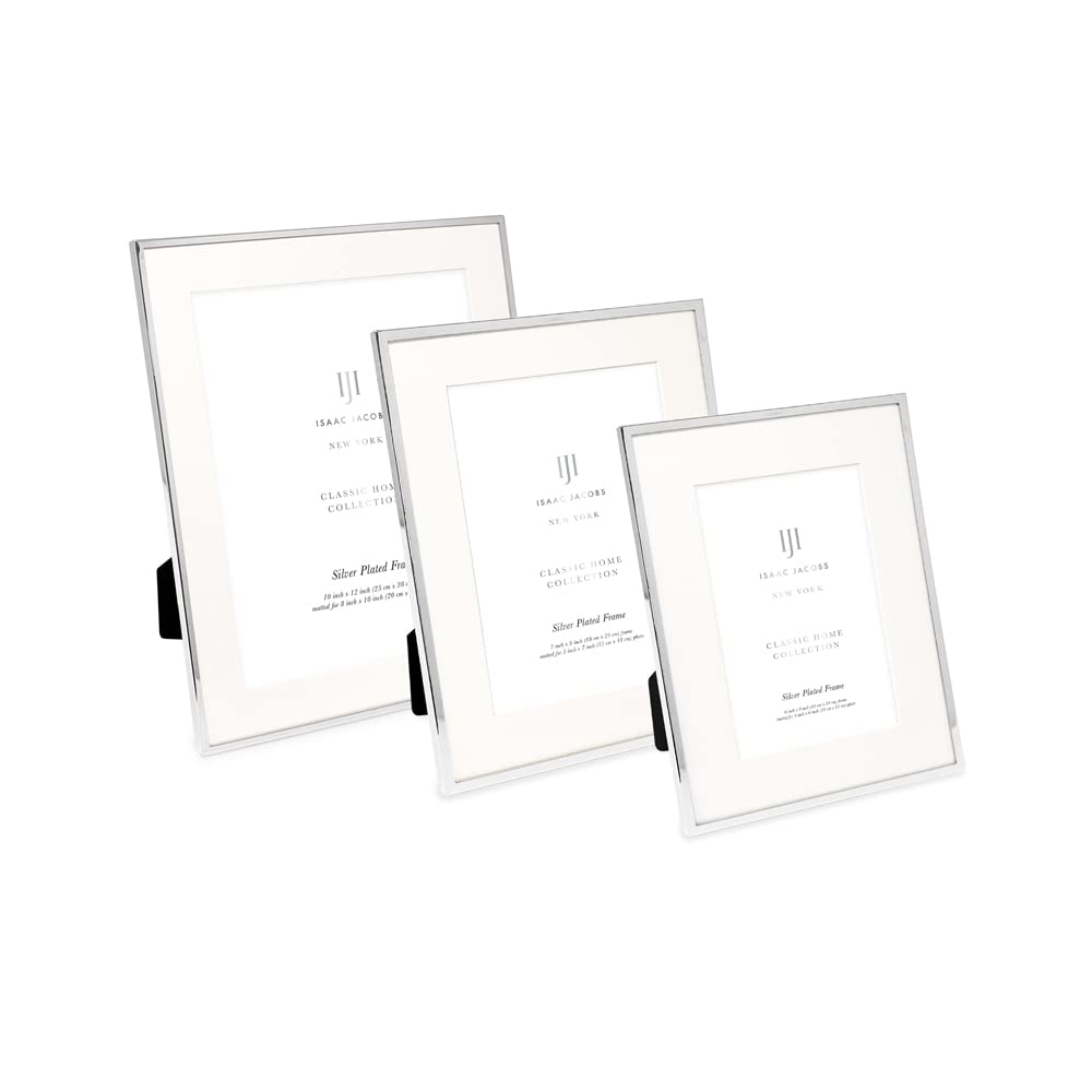 Isaac Jacobs 7x9 (Matted 5x7) Silver Metal Picture Frame, Classic Metal Photo Frame Made For Tabletop & Hanging Display, Home and Office Décor, Photo Gallery and Wall Art (7x9 (Matted 5x7), Silver)