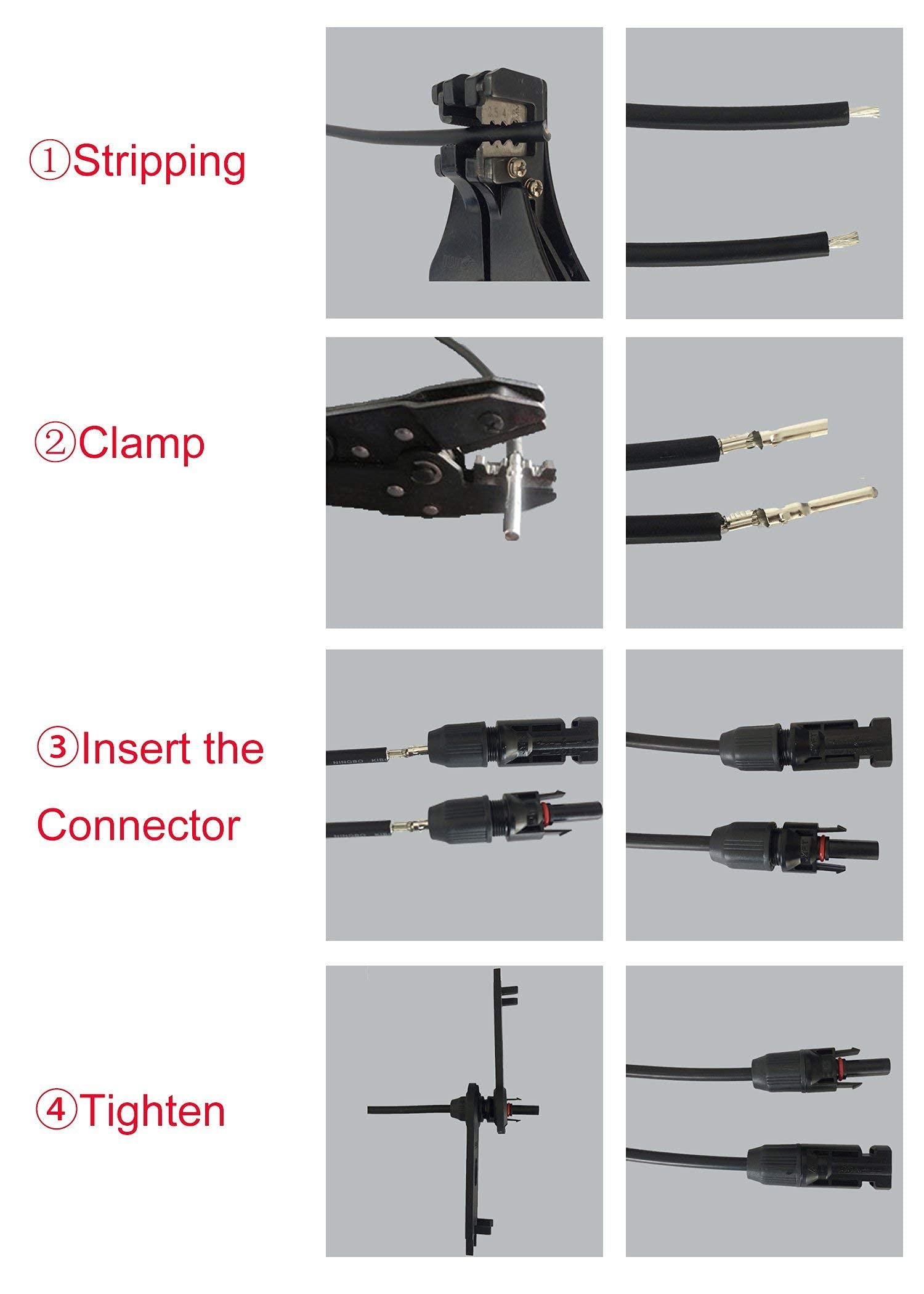 JYFT 30FT 10AWG(6mm² Solar Cable Extension Bundle Contains - Included 5 Pairs of Solar Cable Connectors, a Premium Crimping Tool