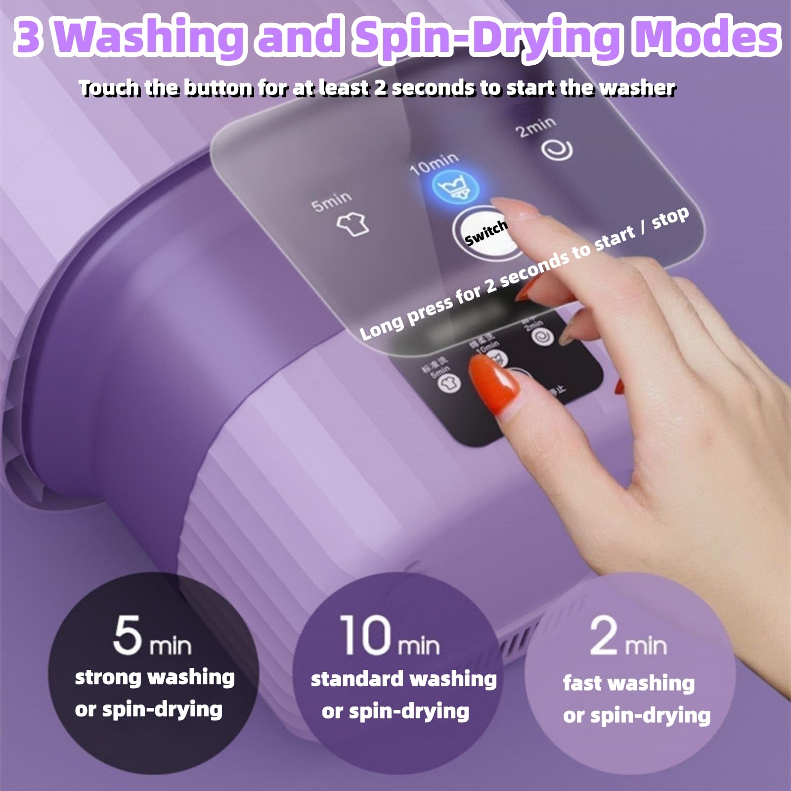 Mini Foldable Portable Washing Machine-6.2lbs -Compact Collapsible Bucket - Perfect for Camping, Travelling, RV Travel,APT,Dorm (Purple)