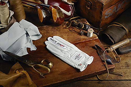 Nice Shot Bundle The Bird Men's Right Hand Cadet Large White Cabretta Leather Golf Glove Patented Design Golf Tees - Express Yourself - 3 1/4 Inch Golf Tees - 12 Pack