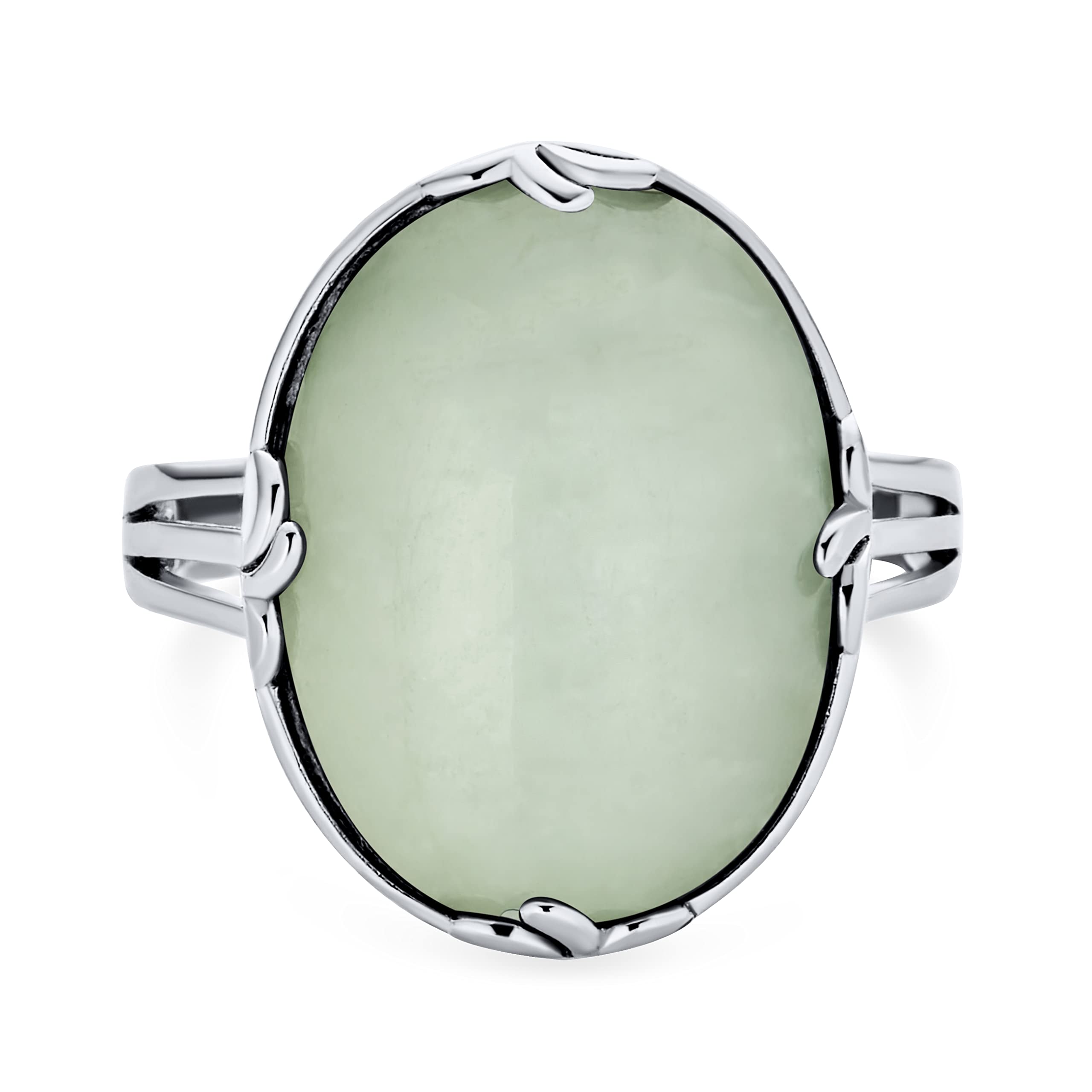 Personalize Western Boho Vintage Style Fleur Dis Lis Large Gemstone Filigree Oval Armor Full Finger Statement Light Green Jade Ring For Women .925 Sterling Silver Oxidized Customizable