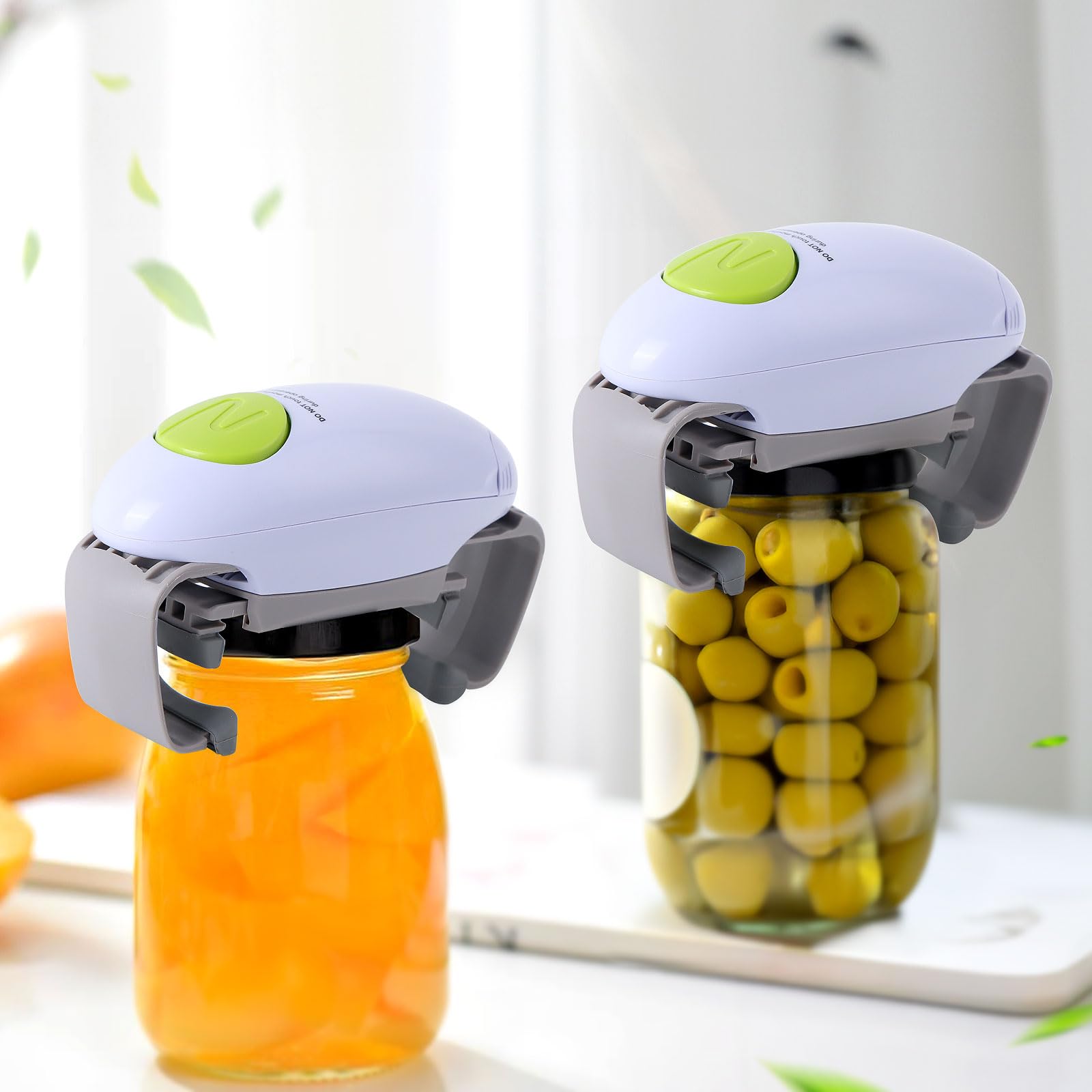 Sumotia 2 PCS Electric Jar Opener One Touch Automatic Jar Opener, 360° Automatic Rotation & Stop Smooth Edge Electric Can Opener for People with Arthritis or Sore Hands Seniors Chefs