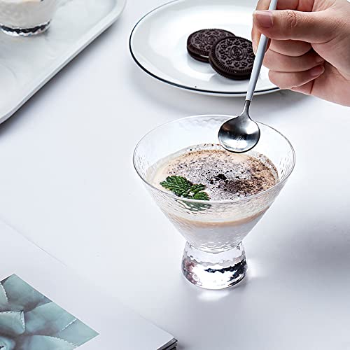 NDSWKR Stemless Martini Glasses Set of 6, 8 Oz Glass Ice Cream Bowls, Crystal Dessert Cup for Sundae, Smoothie, Fruit, Yogurt, Snack, Cocktail, Margarita