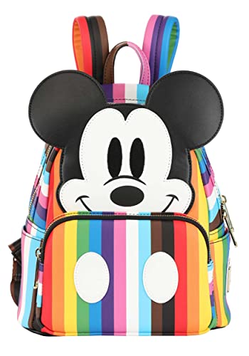 Loungefly Mickey Mouse Pride Backpack, Rainbow Flag Bag, Pride Bags for LGBT Pride Month, Rainbow Striped Gifts & Accessories