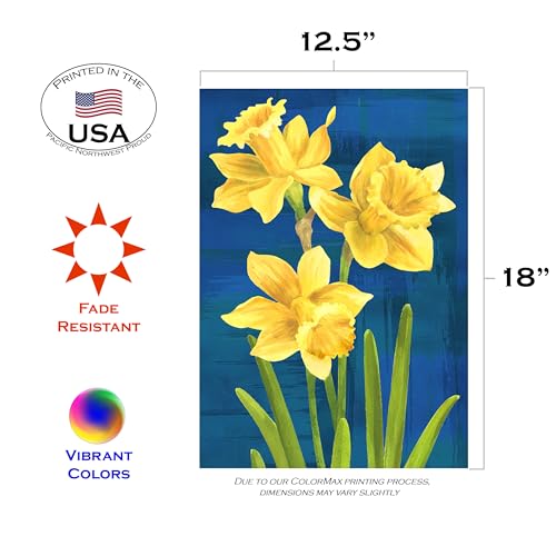 Toland Home Garden 1112545 Daffodils On Blue Spring Flag 12x18 Inch Double Sided Spring Garden Flag for Outdoor House Flower Flag Yard Decoration