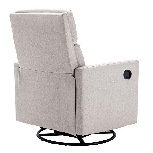 LUMISOL Modern Swivel Glider Rocker Recliner, Manual Recliner Gliders for Nursery, Upholstered Glider Reclining Chair with Tall Back for Living Room, Bedroom, Tan