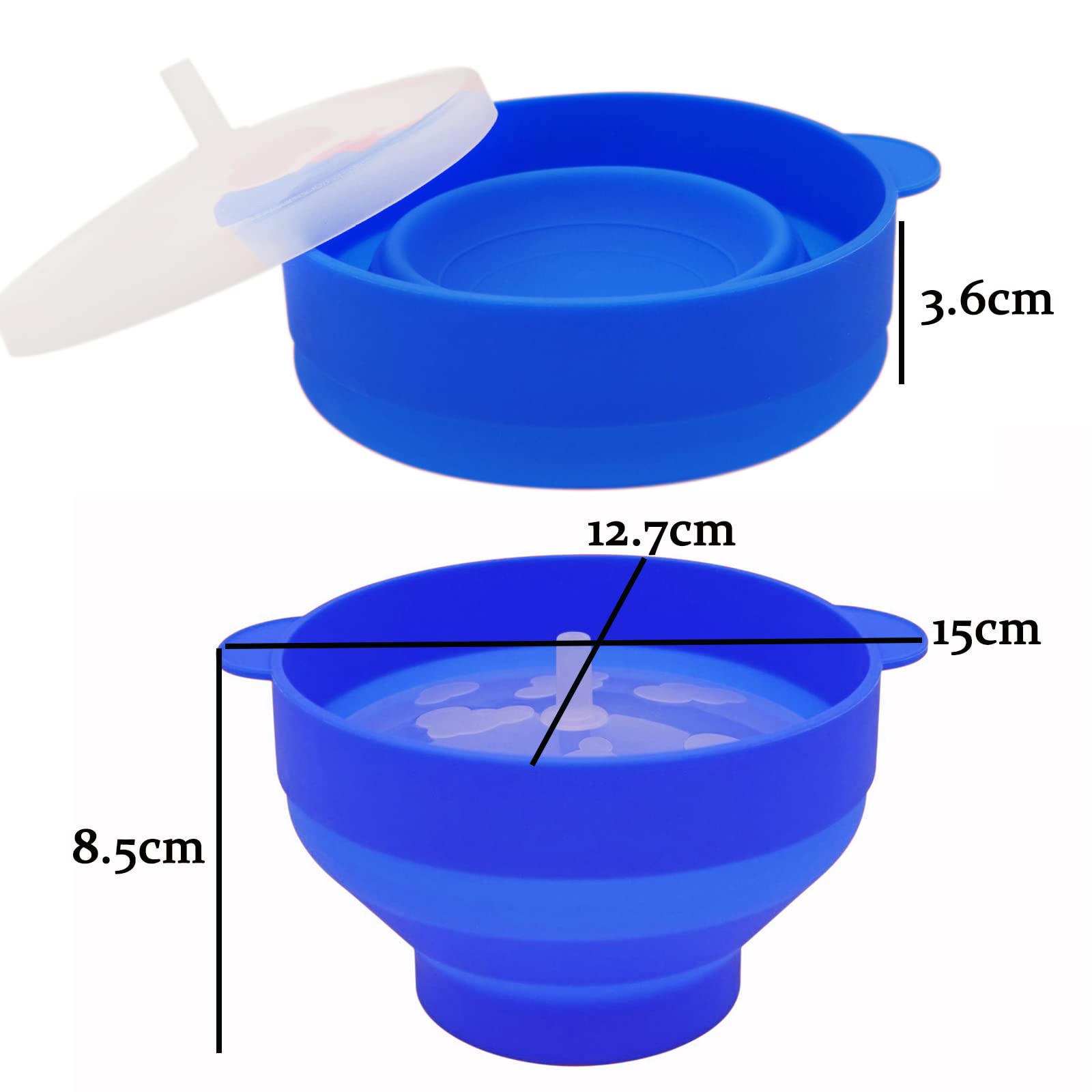 Mini Microwave Popcorn Popper, BPA Free Silicone Popcorn Popper Microwave Collapsible, Microwave Popcorn Maker, Microwave Popcorn Bowl, Dishwasher Safe (Deep Sea Blue)
