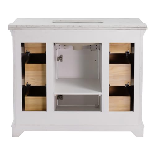 Sydney 42-inch Bathroom Vanity (Engineered Marble/White): Includes White Cabinet with Engineered Marble Countertop and White Ceramic Sink