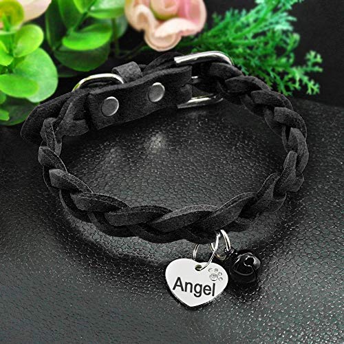 Leather Dog Collar Braided Dog Puppy Cats ID Collar with Name Personalized Engraved for Small Medium Dogs Free Bell (Color : Blue Size : XS Code)