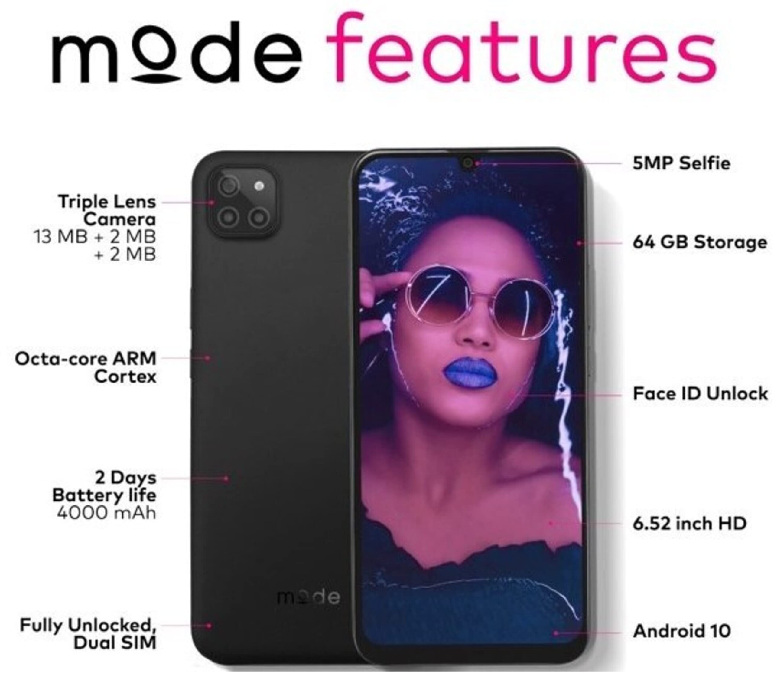 Mode Phone Unlocked Android Cell Phone - The Mobile Phone That Pays You - 64GB Dual SIM Smartphone 2022-6.52" HD, 13MP Triple Camera, 4000 mAh Battery - AT&T, T-Mobile, Straight Talk, Mint & More