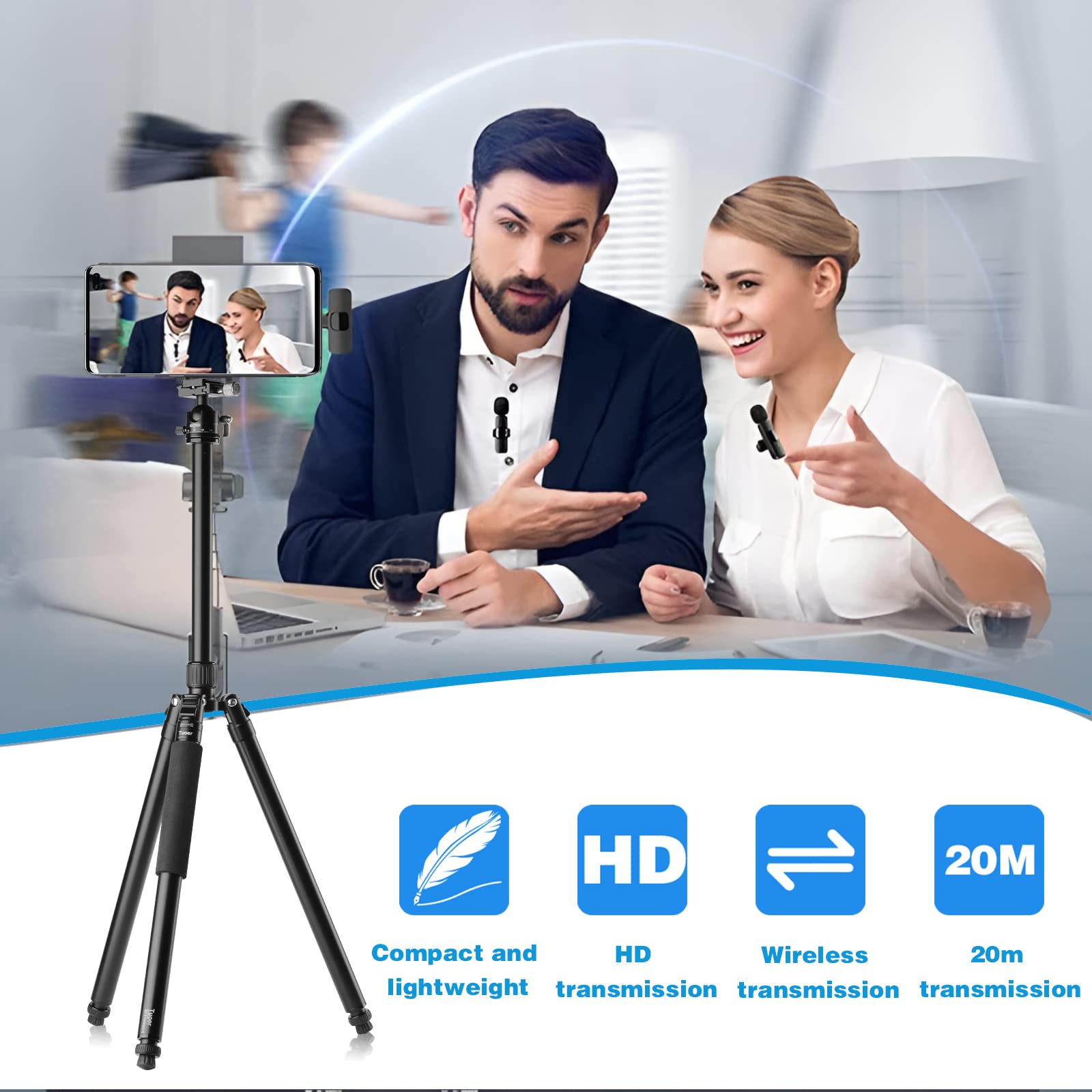 OSDTKRU Wireless Lavalier Microphone for Phone(USB-C),Professional Wireless Lavalier Microphone for Video Recording,Clip On Lapel Mic for YouTube、Interview、Vlog、Presentation、Facebook Live.
