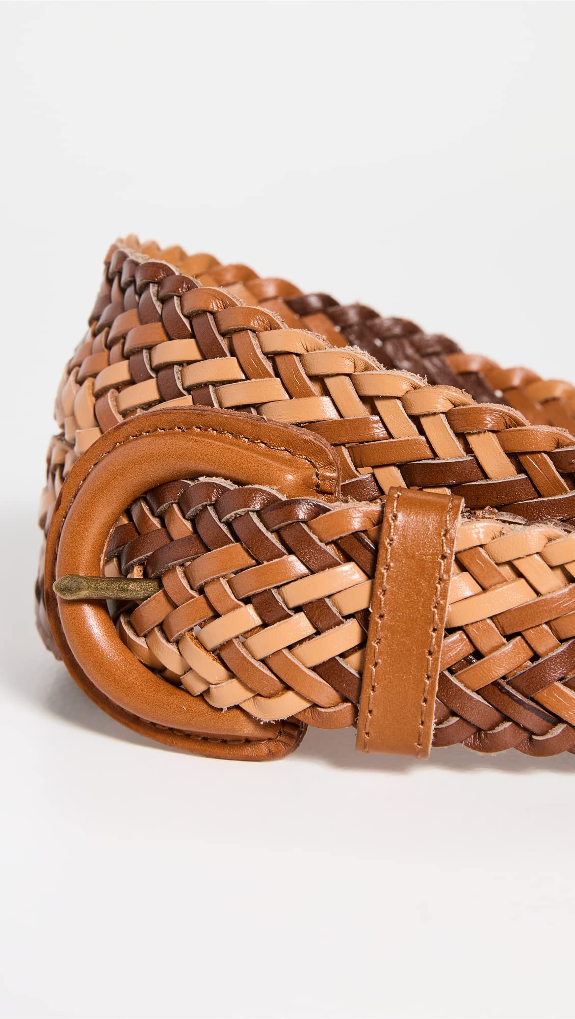Madewell Women's Woven Leather Belt, Desert Camel Multi, M-L