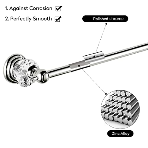 WOLIBEER Crystal Towel Bar,Chrome Towel Holder Adjustable Towel Rack Rod Expandable Stainless Steel Bathroom Accessories Wall Mounted