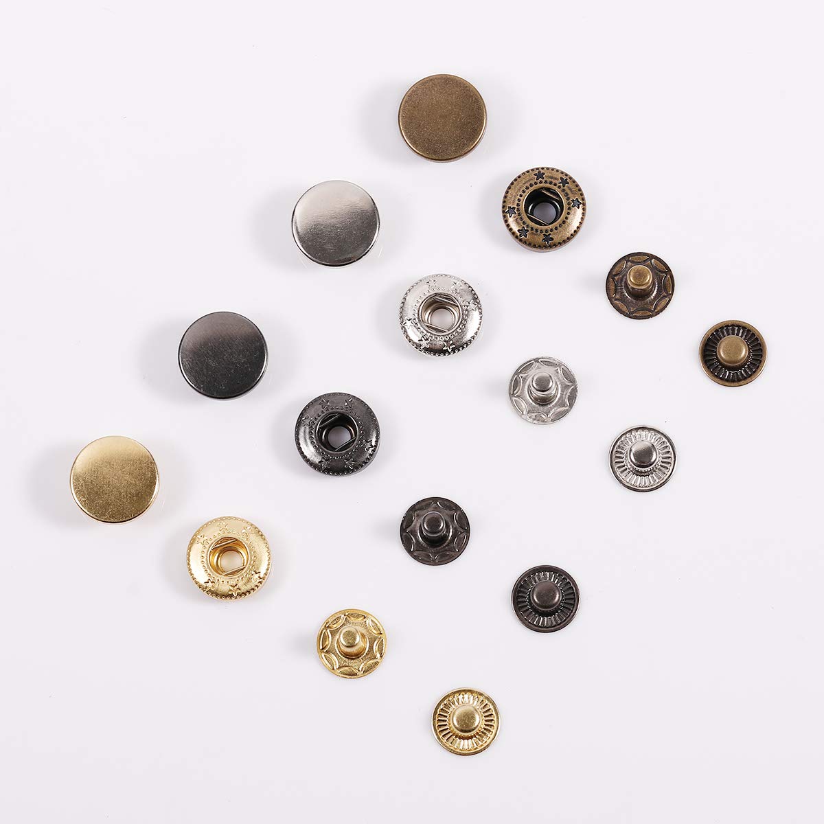 Leather Snap Button Fasteners Kit - Happon 120 Sets Metal Snap Kit with Punch Hole Pliers Press Rivets Repair Tool for Sewing Clothing Jeans Jacket - 4 Colors Snaps Studs Replacement