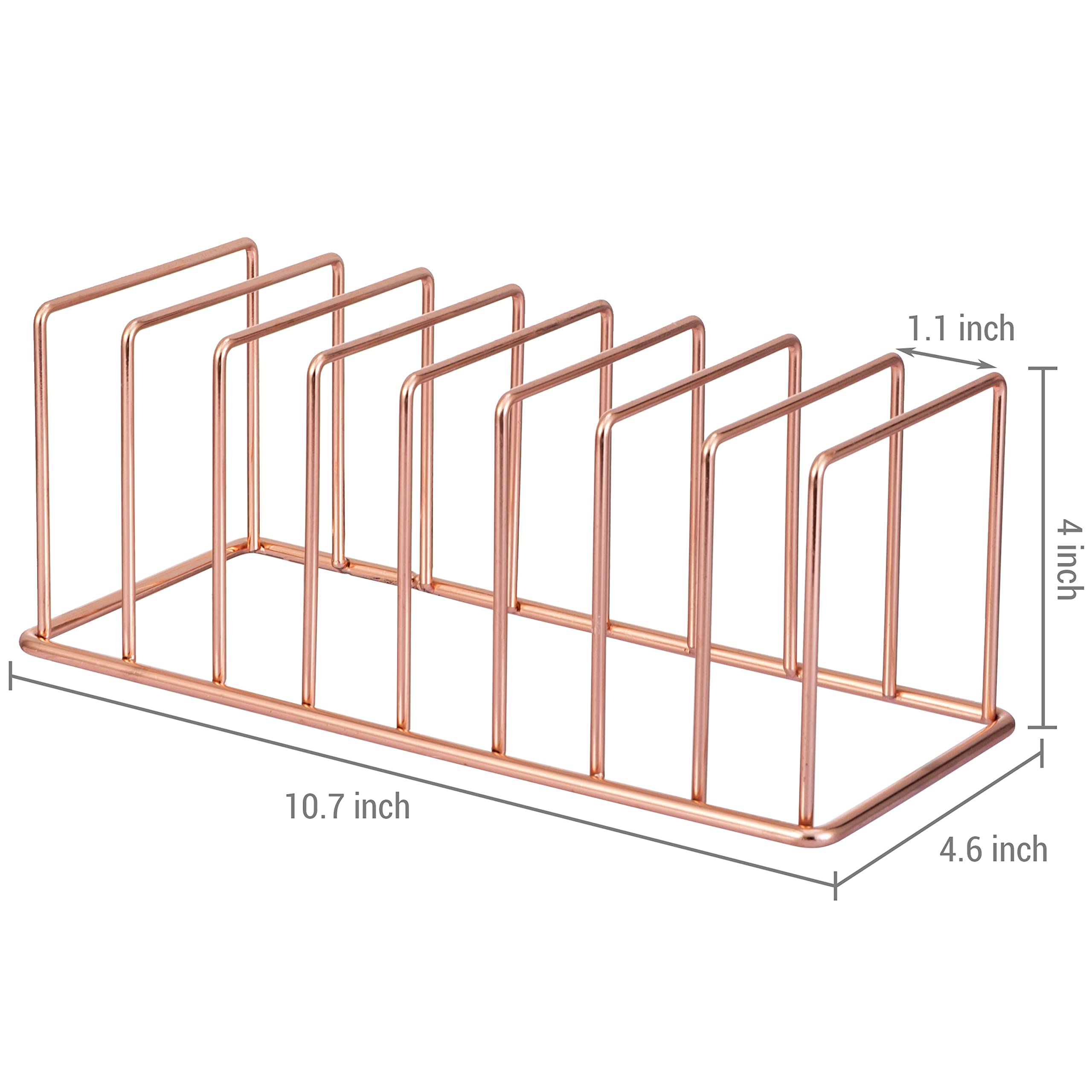 MyGift Modern Copper Tone Metal Wire Kitchen Dish Drying Rack - Dishes Storage Organizer for Flat Dinner Plates, Cutting Boards, Serving Trays