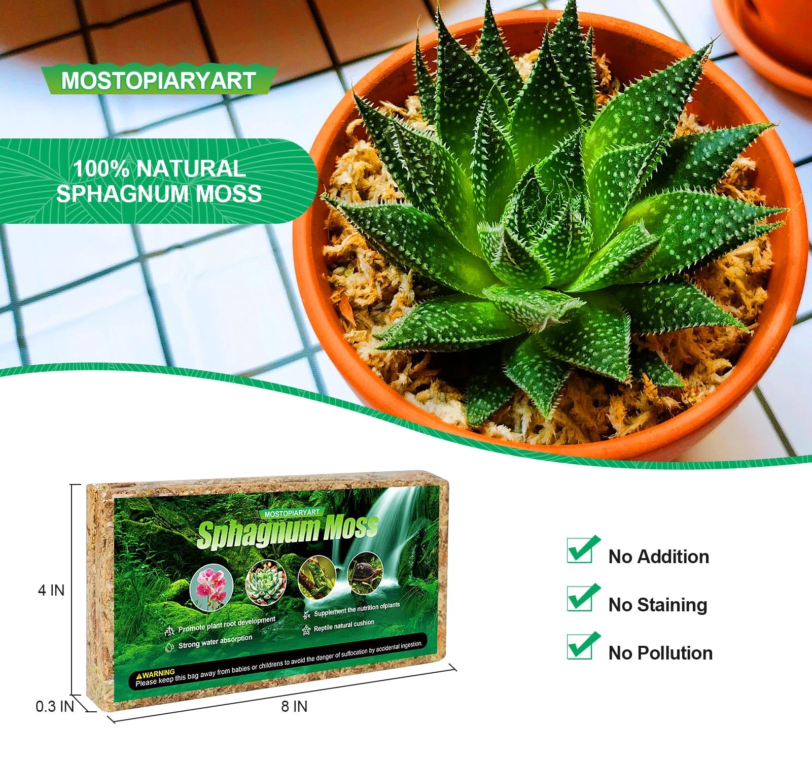 Mostopiaryart Sphagnum Moss Perfect for Plant Propagation, Extremely Strong Water Absorption Ability, Help with Maintain Humidity(3.5OZ)
