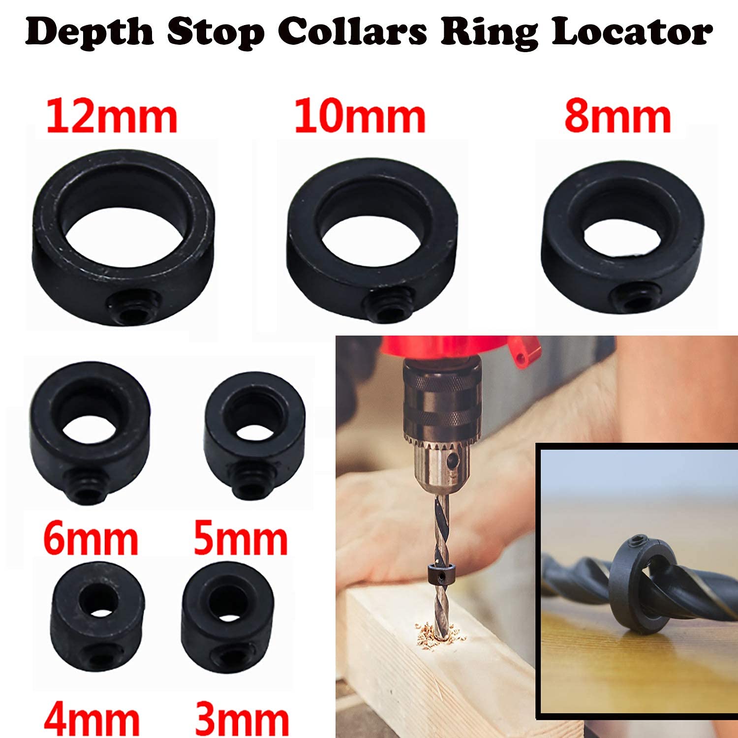 QISF 16Pcs Brad Point Wood Drill Bit 3/4/5/6/8/10/12mm Wood Working Drill with 3-12MM Center Point and Stopper Perfect for Woodworking Carpentry Drilling