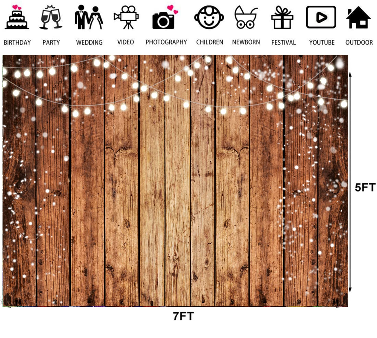LTLYH 7x5ft Brown Wood Photography Backdrop Photographers Brown Photo Backdrop Retro Wood Wall Backdrop Baby Shower Birthday Party Banners Backdrop 216…