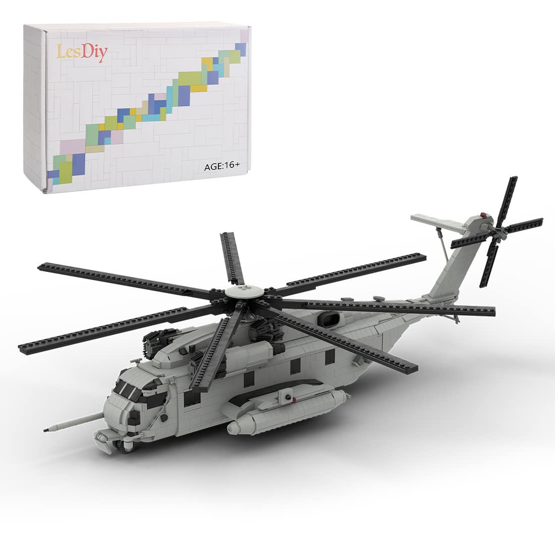 PHYNEDI Military CH-53E Helicopter Bricks Model, MOC Aircraft Plane Aeroplane Construction Collection Challenge Building Toy, MOC-127265 (2,099 Pieces)