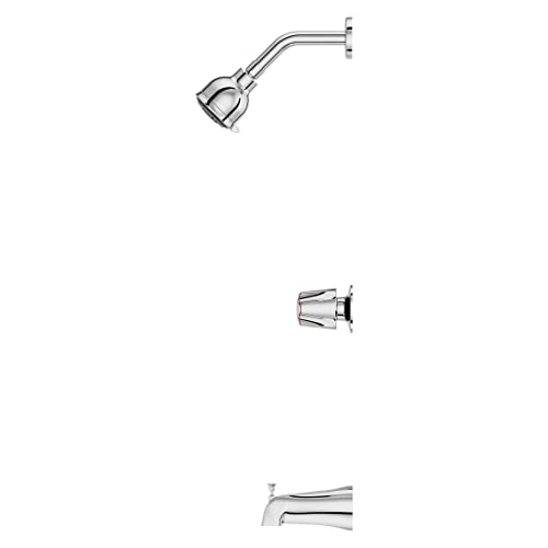 Pfister LG03-6110 2 Tub & Shower Faucet with Metal Knob Handles, Polished Chrome