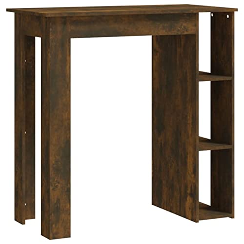 VanTook Pub Bar Table Kitchen Counter Buffet Table, 40.2 Inch Dining Table with 3 Open Shelf, Modern Cocktail Table for Bar, Cafe, Office, Kitchen, Living Room, Smoked Oak
