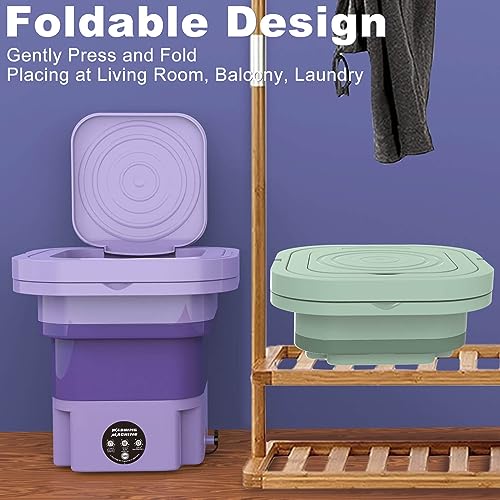 Mini Portable Washing Machine, Foldable Washing Machine with Spin-Dry Basket, Small Portable Washer and Dryer Combo for Travel, Underwear, Socks