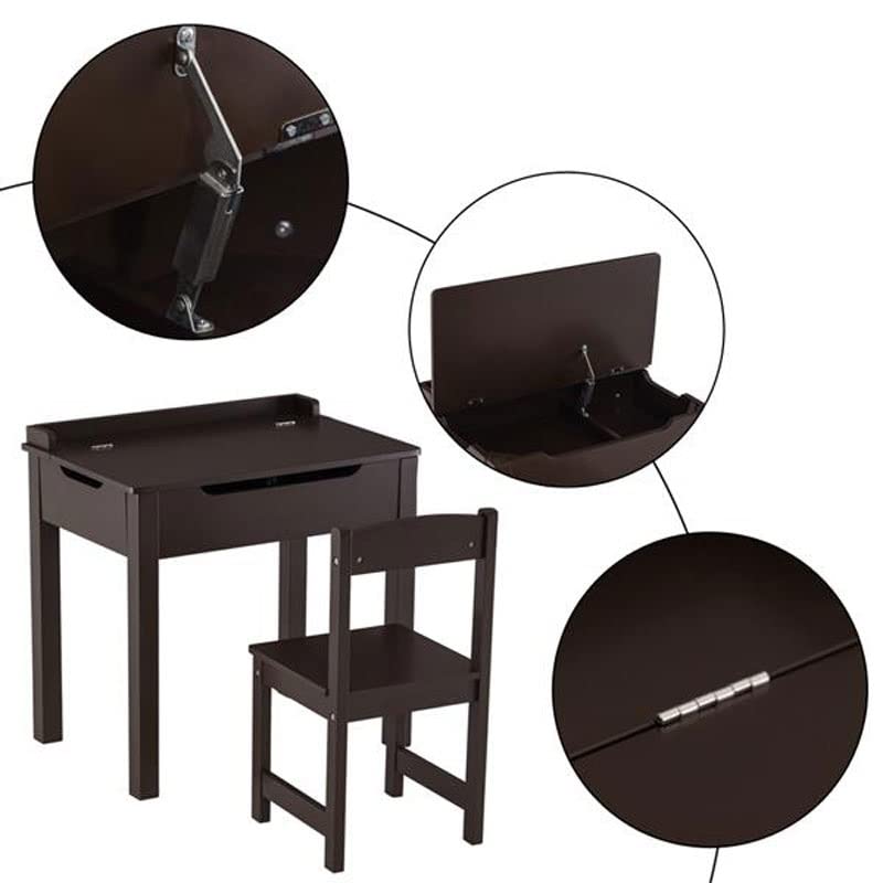 LLLY 59 X 40.5 X 59cm Study Table and Chair 2 Sets of Drawers Can Be Opened 1 Table and 1 Chair Brown
