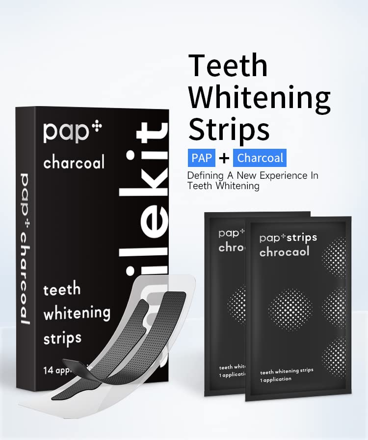Teeth Whitening Strips Black Strips for Non-Sensitive Professional Effect Teeth Whitening Non-irritating Non-Peroxide Ingredients of 28 Whitener Strips (14 Treatments) (Original)