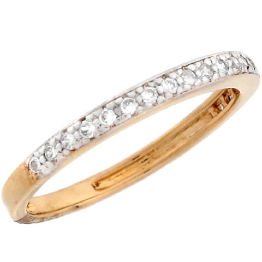 Jewelry Liquidation 10k Two Tone Solid Gold Round CZ Beautiful Wedding Band Ring