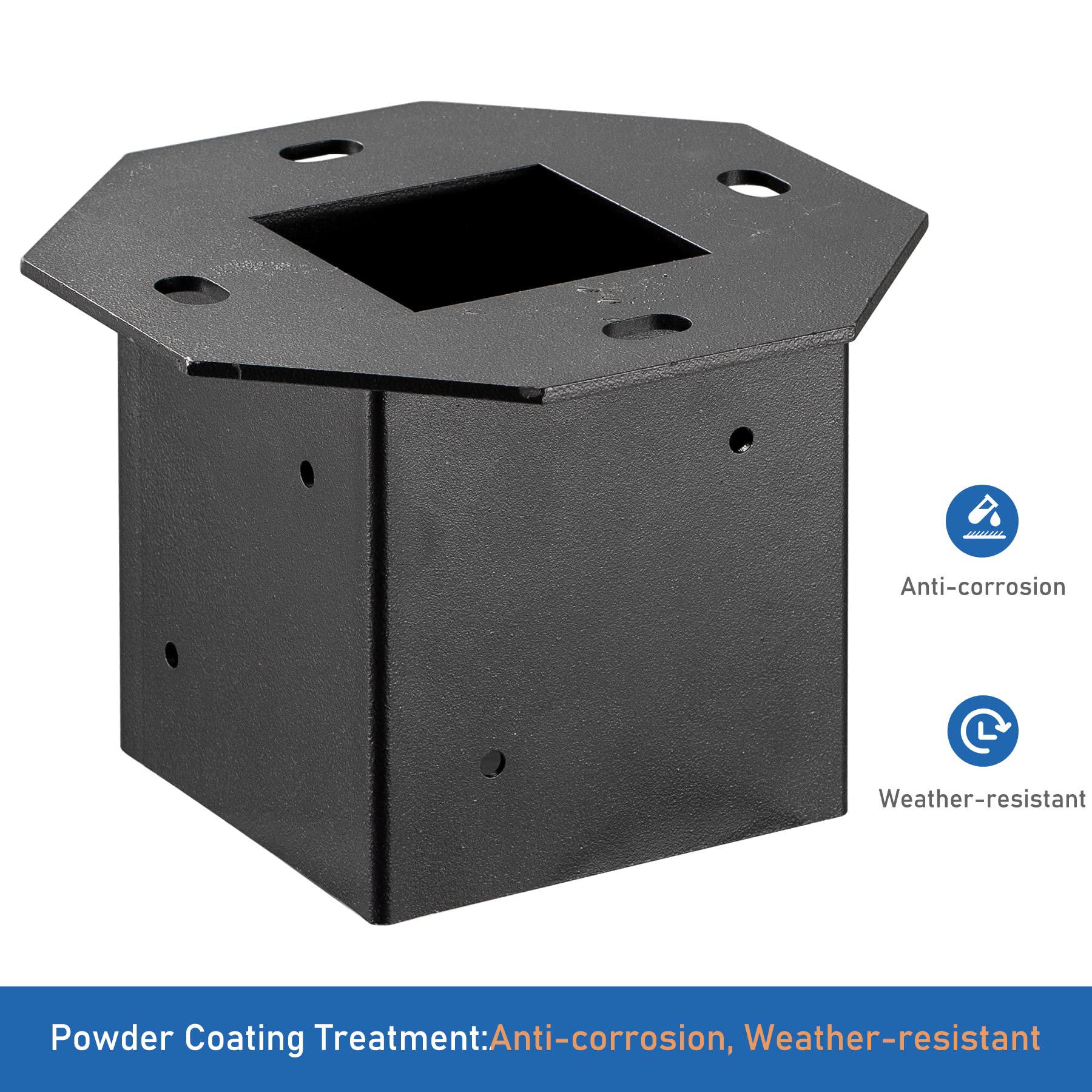 Metty Metal 4×4 Post Base 6 Pcs Post Base Brackets,Inner Size 3.6"x3.6" Heavy Duty Powder-Coated Post Anchor Matte Black Wood Post Brackets for Pavilion Deck Railing Support Deck Base Plate