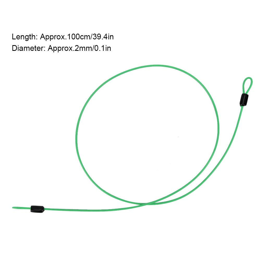POCREATION Diameter 2mm Security Steel Lock Cable, Lock Wire with The Loops Used with Padlock or U Lock Length100cm / 39.4in Green Silver Black 1pc(Green)
