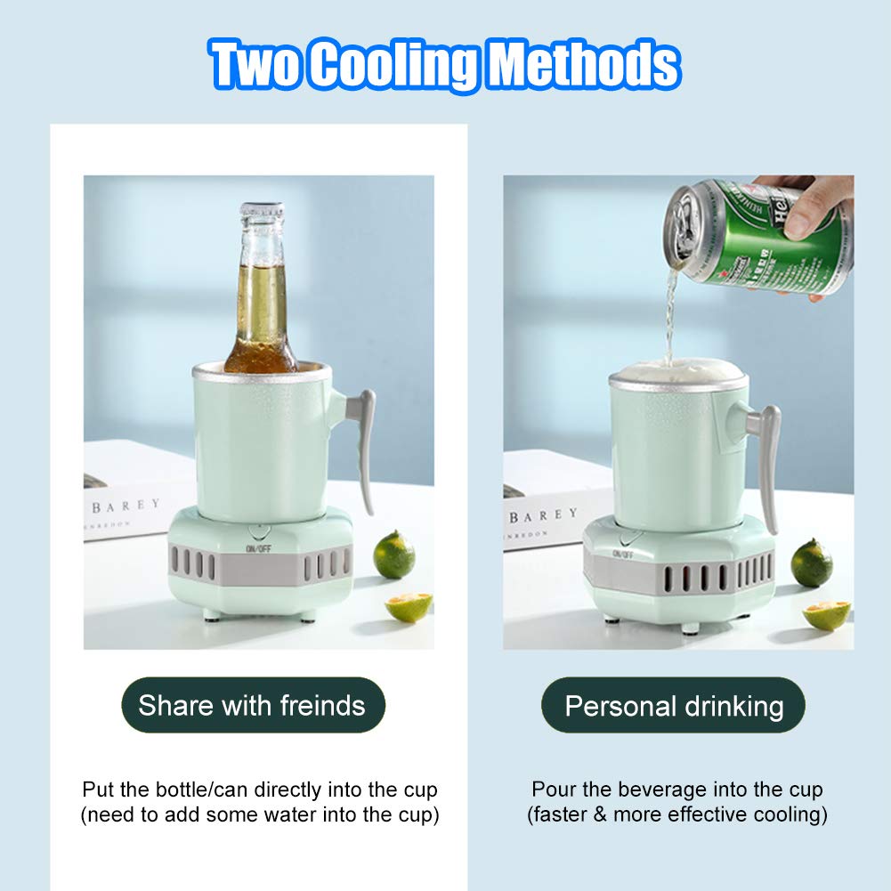 Normia Rita 36℉~60℉ Electric Beverage Cup Cooler for Home/Office, Desktop Mini Fridge Quick Cooling Cup Drink Chiller for Beer Juice Milk Coffee (White-)