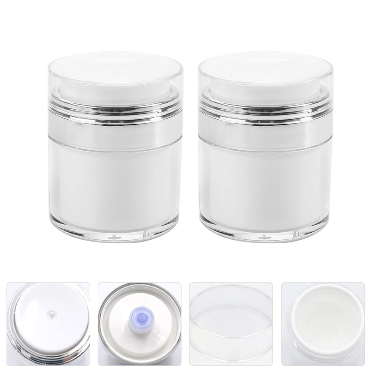 Travel Container Empty Refillable Cosmetic airless Pump Jars Empty airless Cosmetic Container airless Lotion Dispenser Air Pump Bottles Vacuum Container (Size : 7.5x6.2x6.2cm)