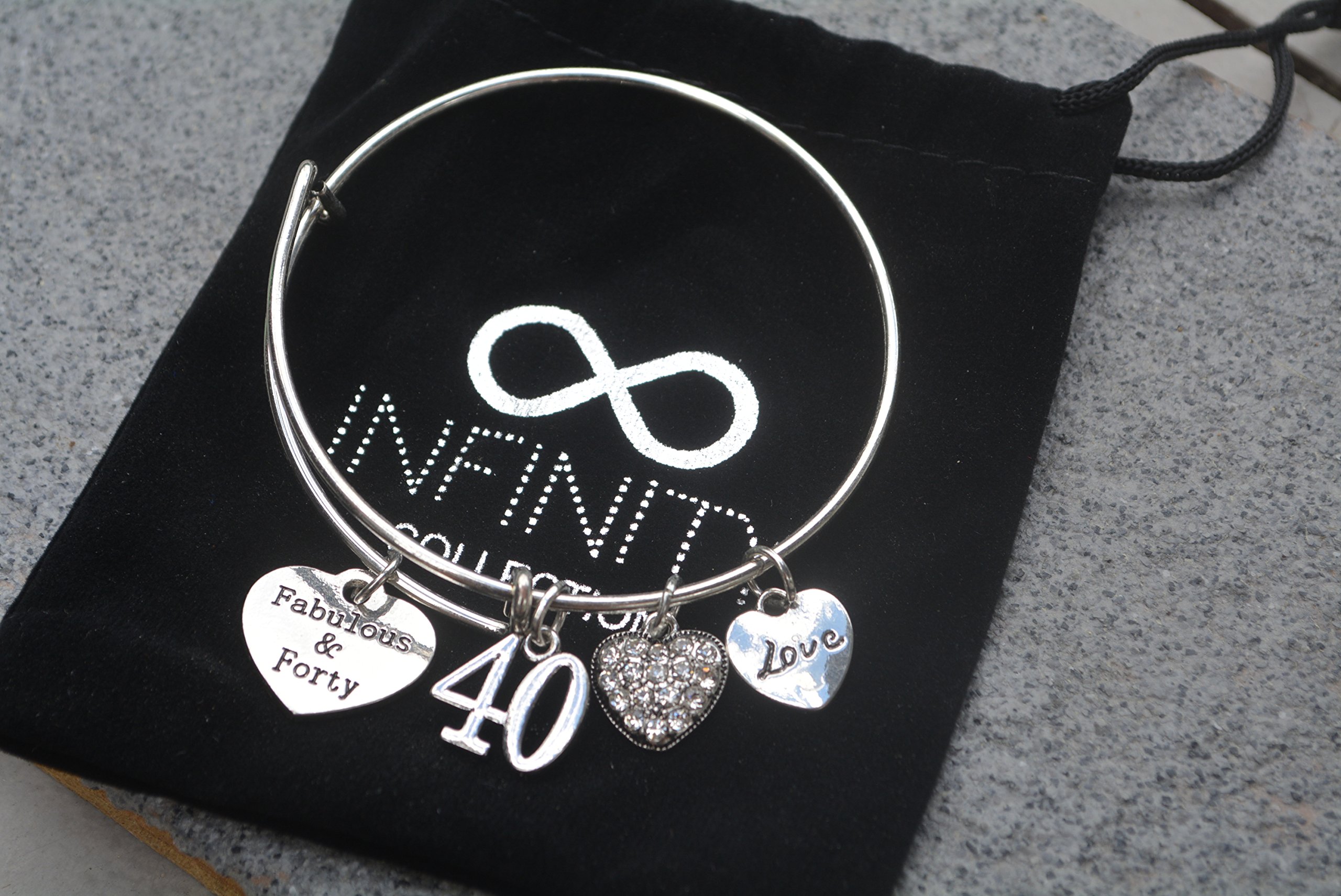 Infinity Collection 40th Birthday Gifts for Women, 40th Birthday Expandable Charm Bracelet, 40th Birthday Ideas, Gift for Her