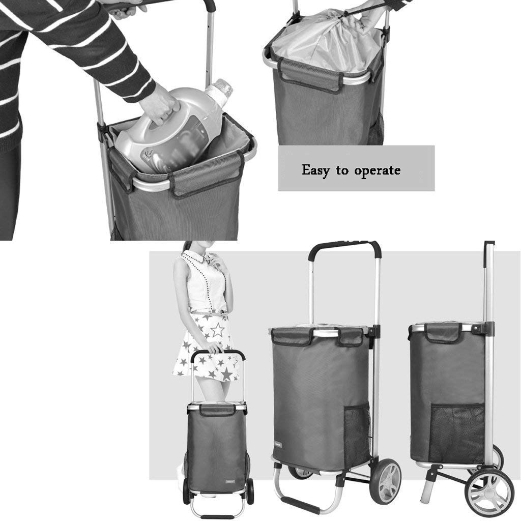 Shopping Trolley on Wheels Multi Function Shopping Cart Folding Portable Climbing Stair Trolley Trailer,Insulation Trolley Retractable Fast Folding Storage Hand Trucks,