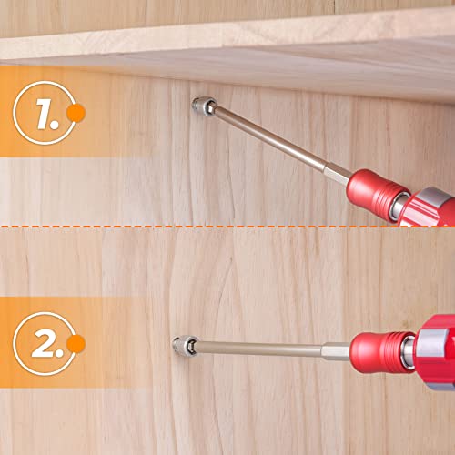 Tonsiki 9PCS Ball End Hex Head Allen Wrench Drill Bit Set, Metric S2 Steel Hex Bits Set, 1/4" Hex Shank Magnetic Screwdriver Bit Set for Assembling Furniture, 4'' Long - 1.5/2/2.5/3/4/5/6/8/10mm