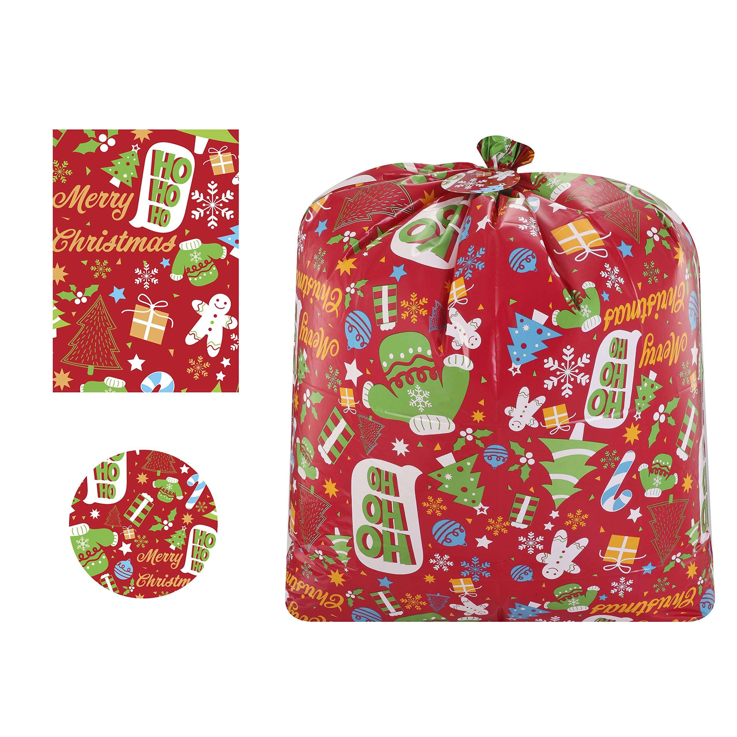 JOYIN 36 PCS Christmas Drawstrings Bag Christmas Wrapping Gift Assorted Styles for Christmas Party Xmas Holiday, Party Favor, Wrap Gift Bags