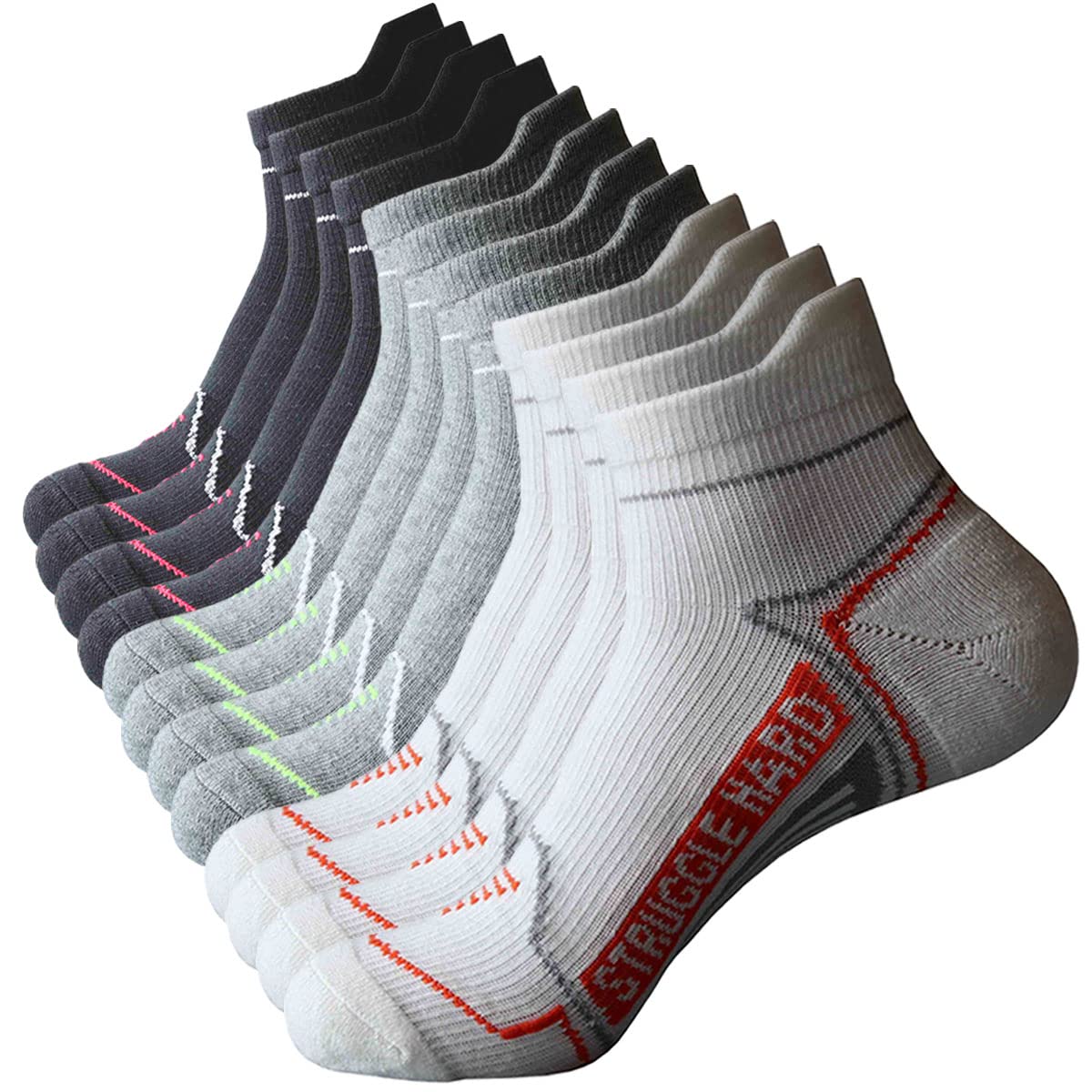 PAIXUN Mens Compression Socks For Men Women Cotton Athletic Running Workout Size 6-13 No Show Low Cut Crew Socks